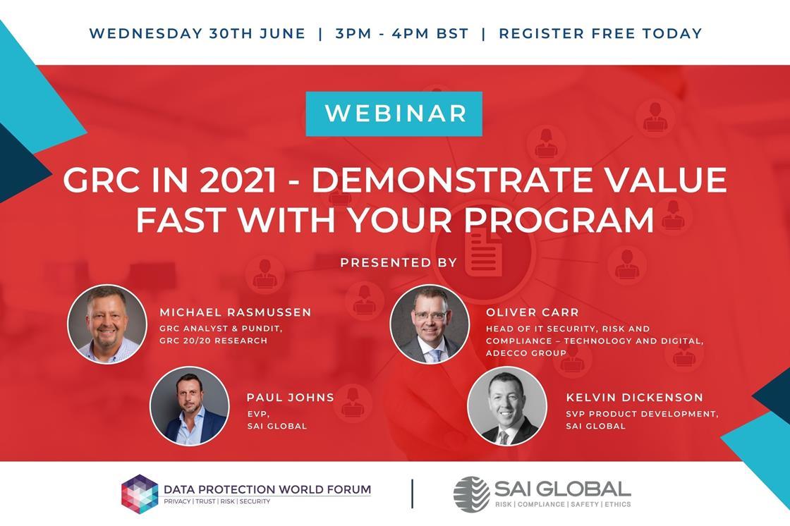 GRC in 2021 - Demonstrate Value Fast with your Program | Webinar | GRC World Forums